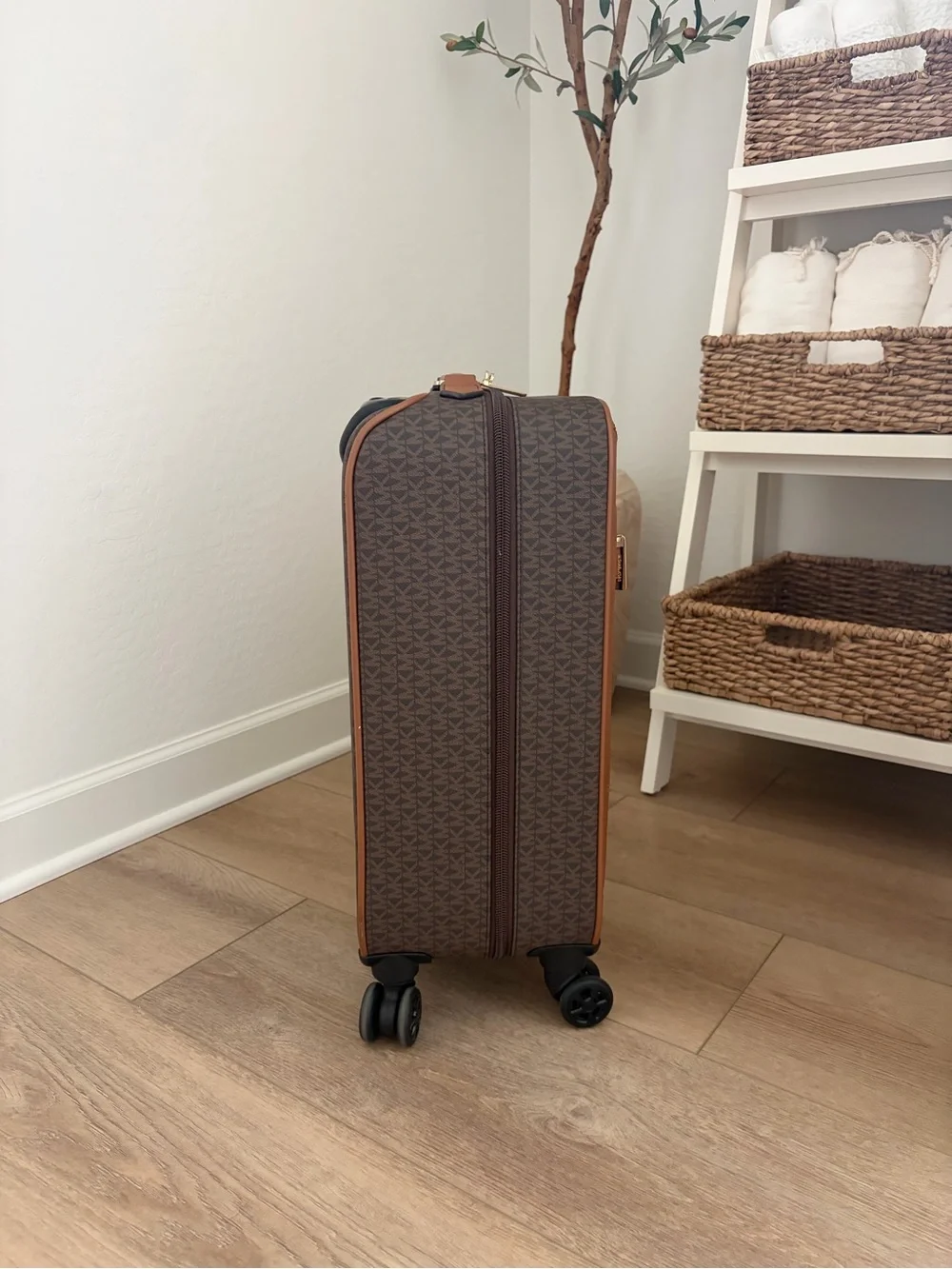 Michael Kors | Bags | Michael Kors Brown And Tan Mk Monogram Carryon ...